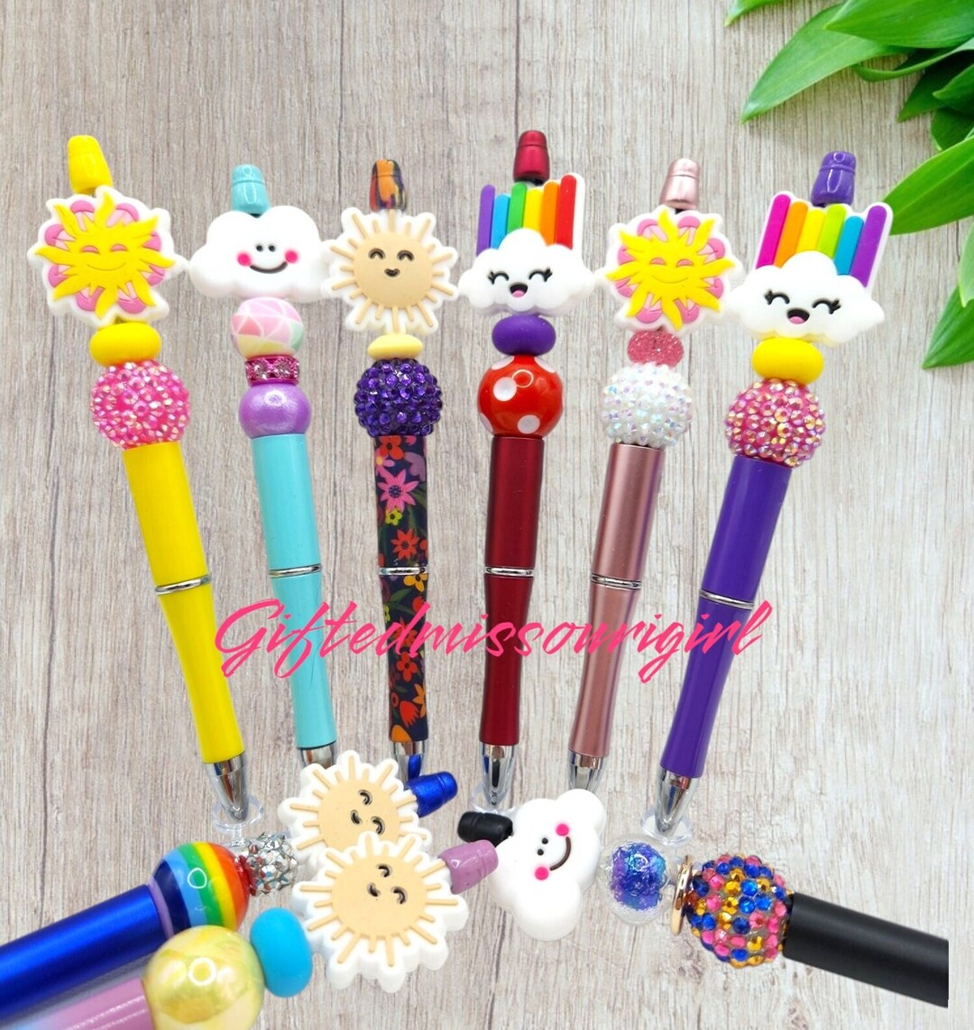 Sun Pen // Sunshine // Cloud // Rainbow // Weather // Beaded Ink Pen ...