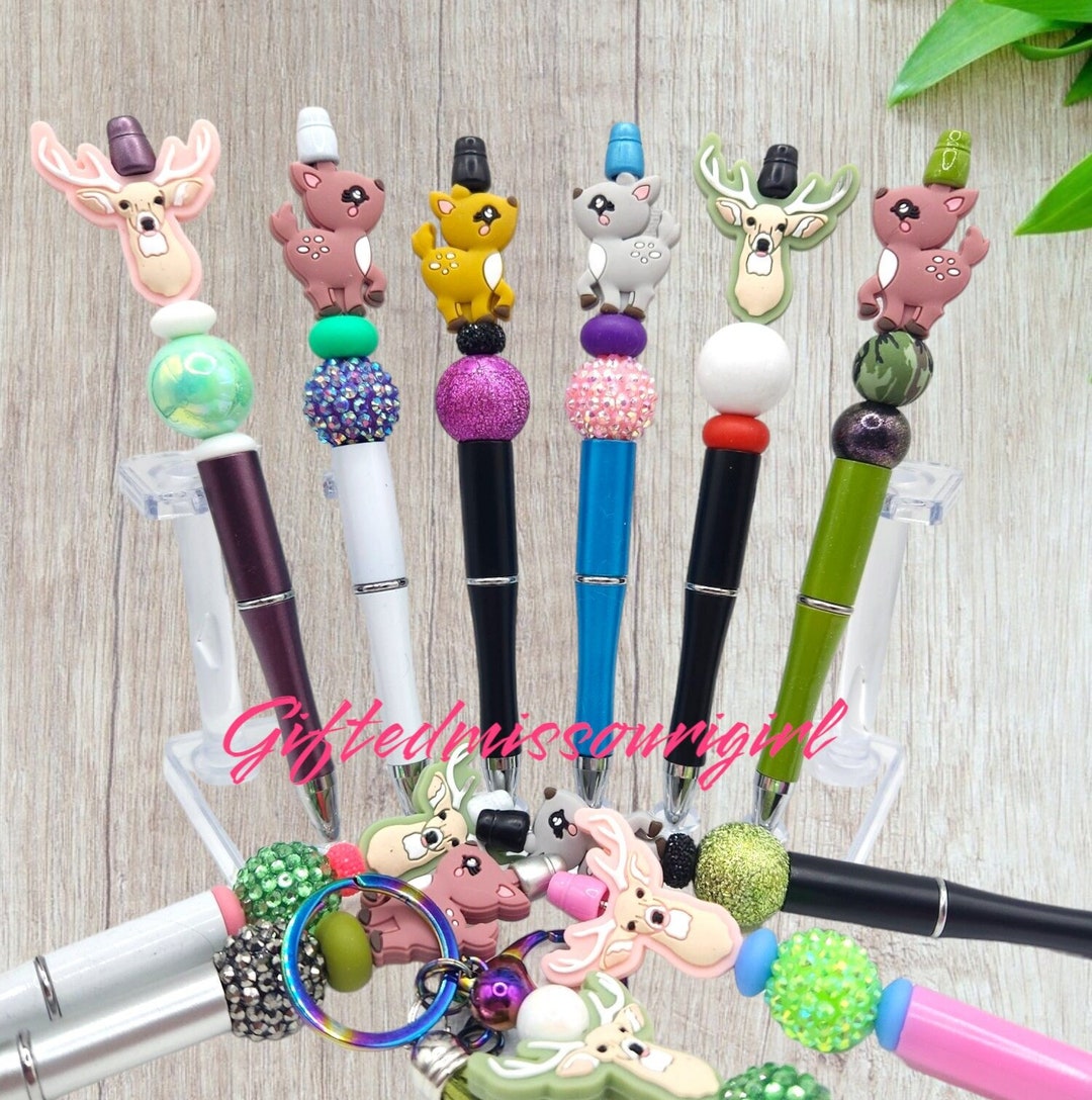 Deer Ink Pen // Beaded Pen // Gray Deer // Brown Deer // Pen Gift Set ...