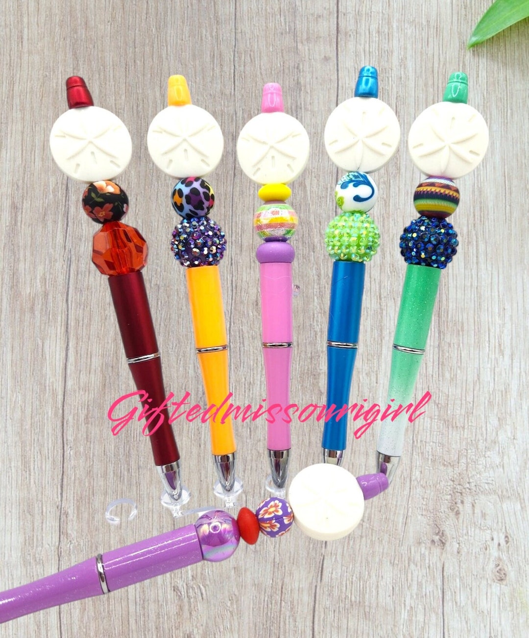 CLOSE OUT Sand Dollar Ink Pen // Beaded Ink Pen // Ready to Ship 10/25 ...
