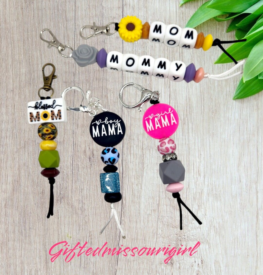 Mom Beaded Key Chain // Many Options // Ready to Ship 6/24 - Etsy