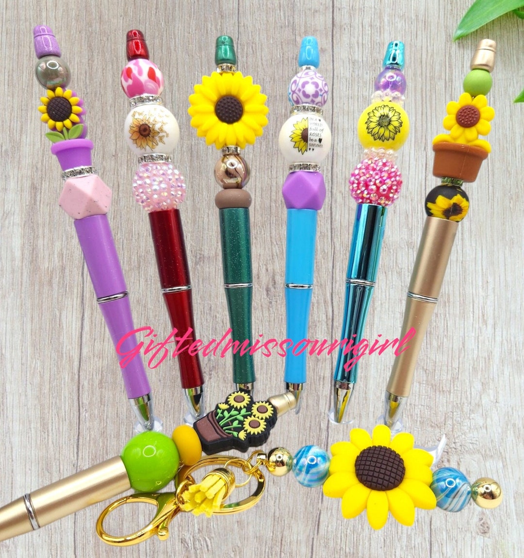 Sunflower Ink Pen // Beaded Pen // Many Color Options // Flower // Pen ...