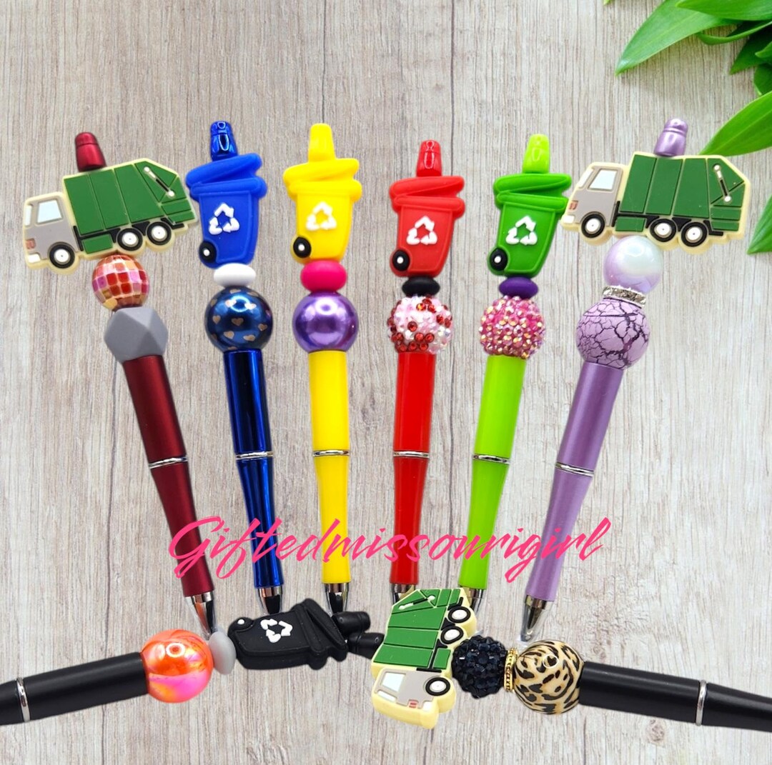 Garbage Truck // Garbage Can // Recycle Can // Beaded Pen // Pen Gift ...