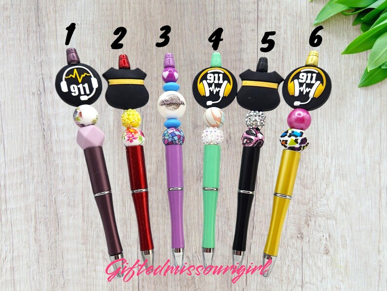 Dispatch Beaded Ink Pen // 911 // Police // Thin Gold Line // Fire ...