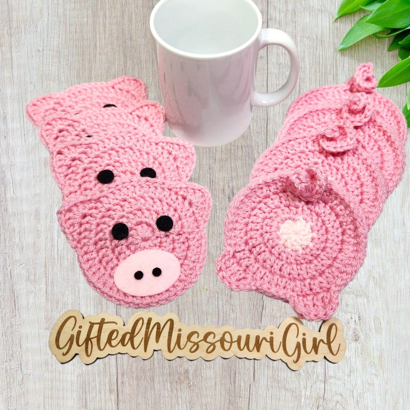 Crochet Pig Coasters - Etsy