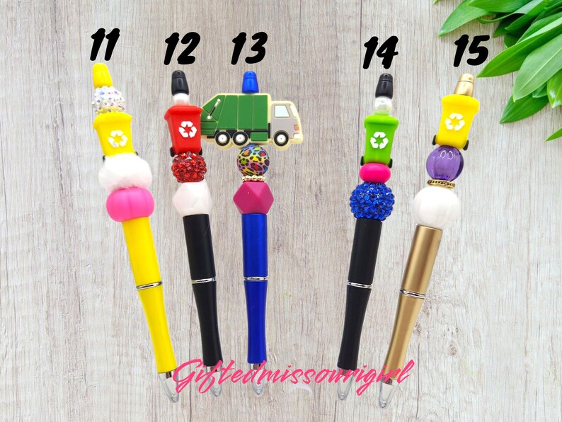 Garbage Truck // Garbage Can // Recycle Can // Beaded Pen // Ready to ...
