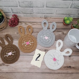 Rabbit Coasters // Set of 4 // Mixed Colors // Crochet // Bunny - Etsy