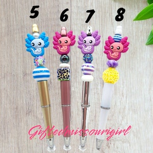 Axolotl // Beaded Ink Pen // Many Options // Pen Gift Set // Key Chain ...