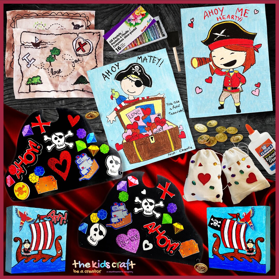 Ahoy Pirates Valentine's DIY Kids Crafts Box, the Kids Craft DIY Craft ...