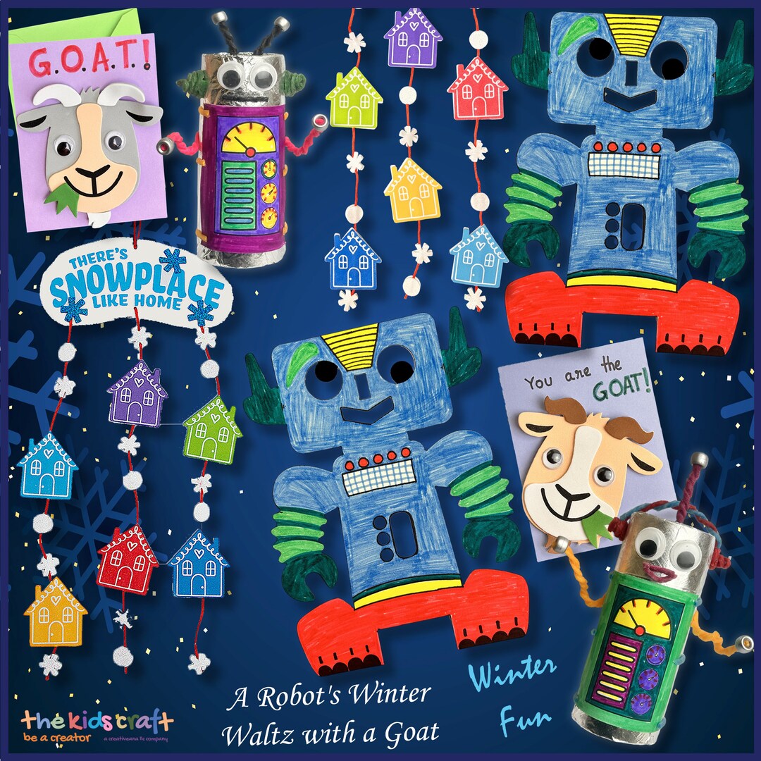 Winter Robot & Goat Crafts Box, Kids DIY Activity Kit - Etsy
