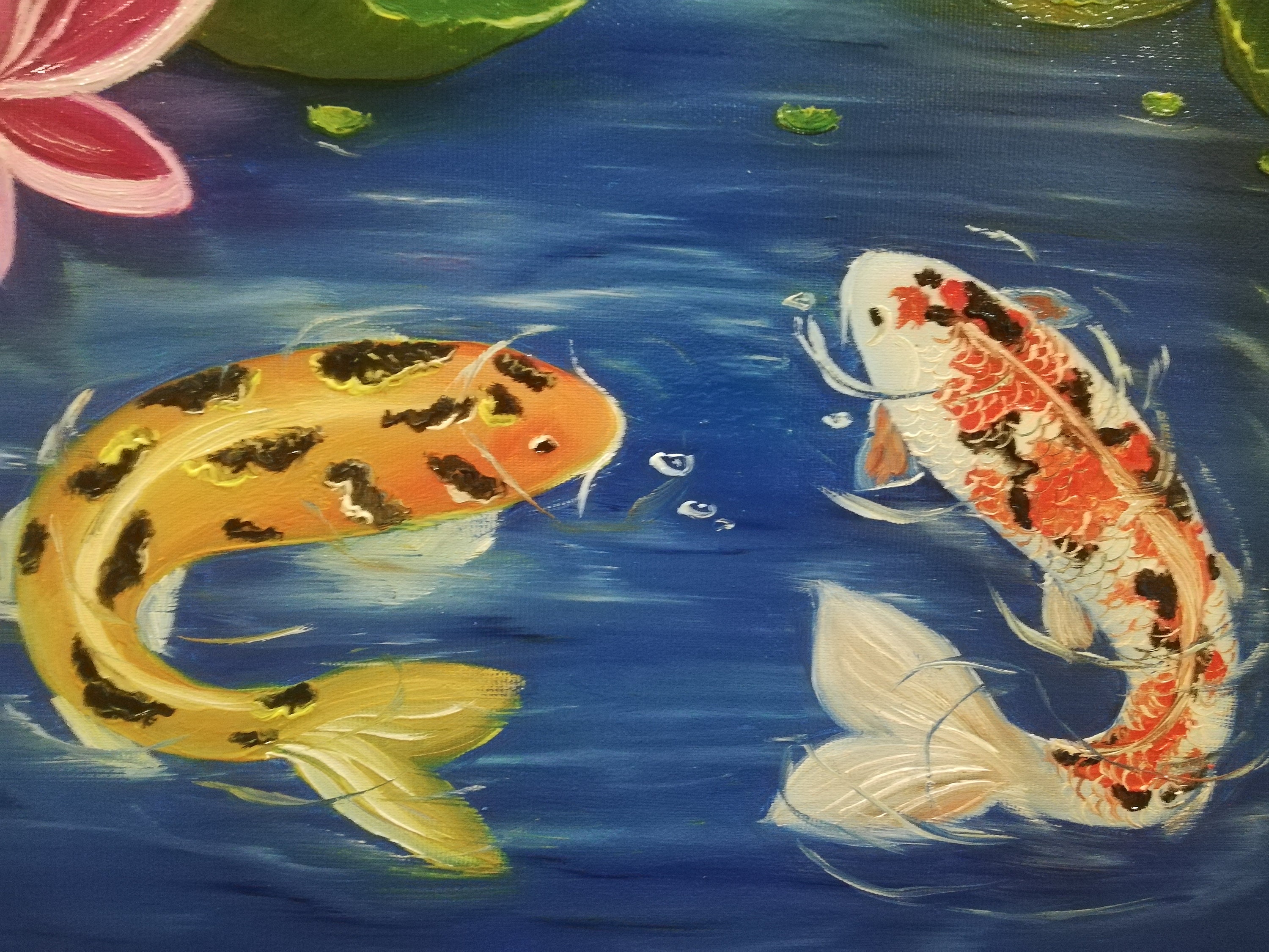 Japanese Koi fish for luck original oil painting | Etsy