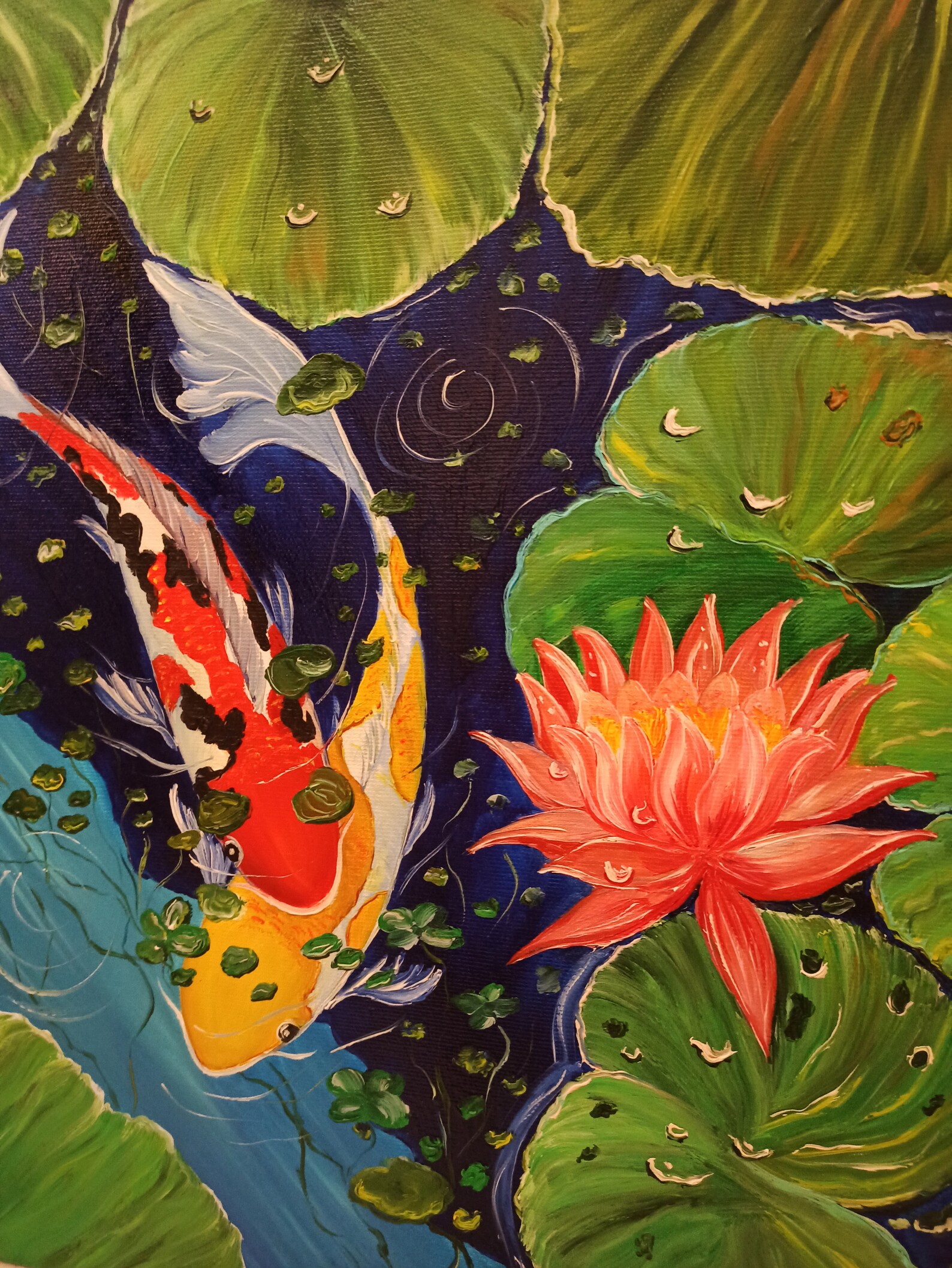 Original Oil Painting Koi Fish Japan still | Etsy