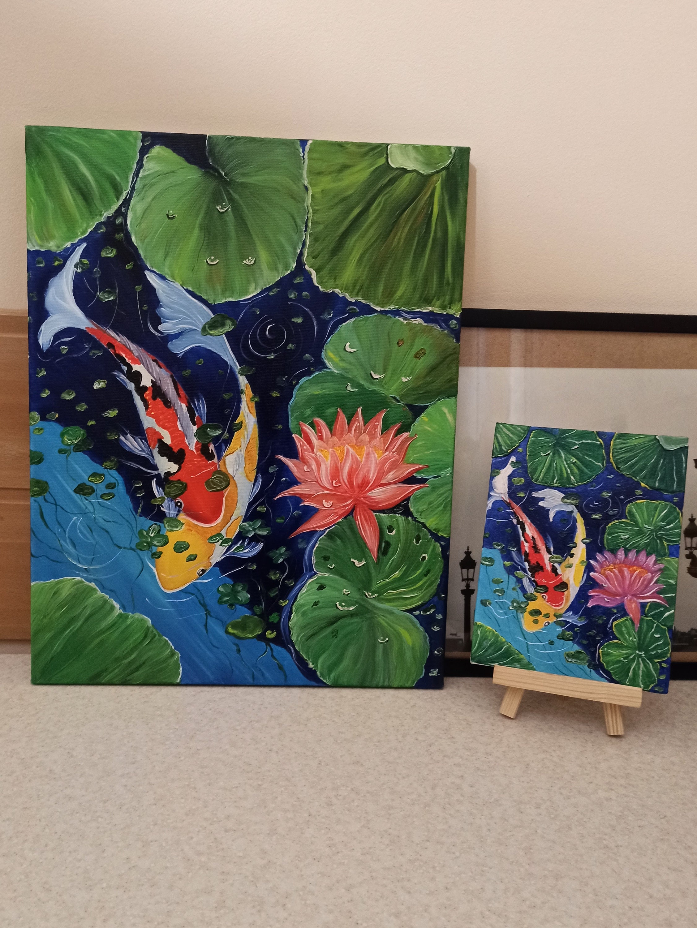 Koi fish original oil painting | Etsy