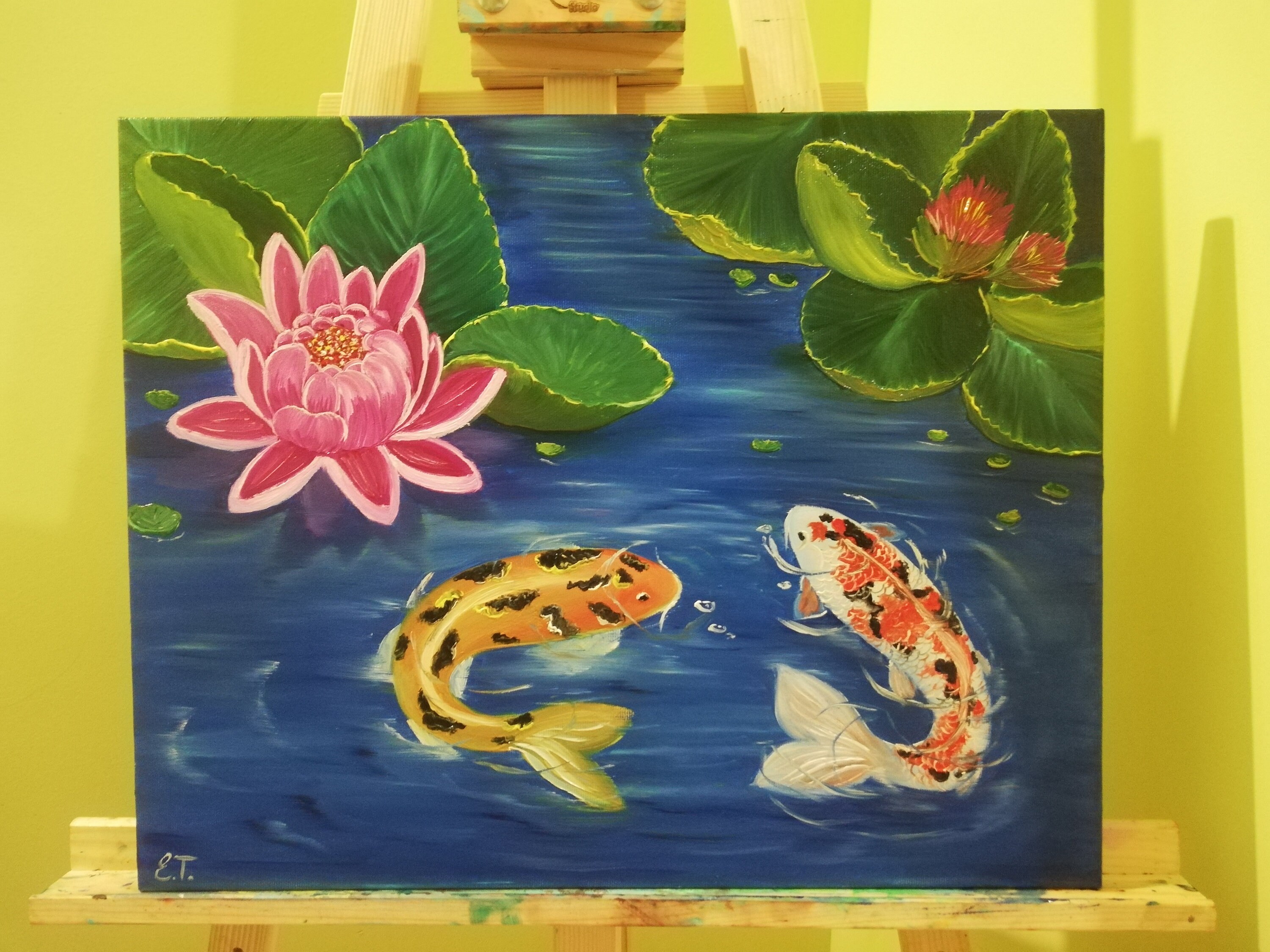 Japanese Koi fish for luck original oil painting | Etsy