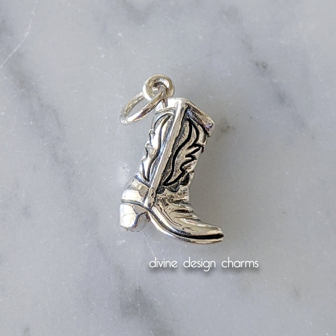 Sterling Silver Cowboy Boot Charm - Etsy