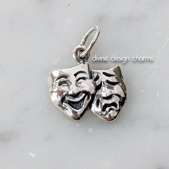 Sterling Silver Theater Mask Charm Comedy and Tragedy | Etsy