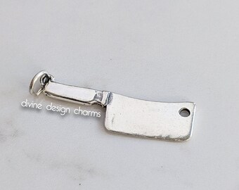 Silver Meat Cleaver Necklace Sterling Silver Meat Cleaver Charm on a ...