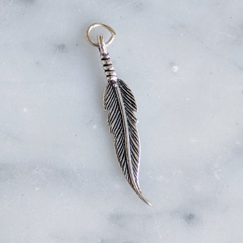 Silver Feather Charm - Etsy
