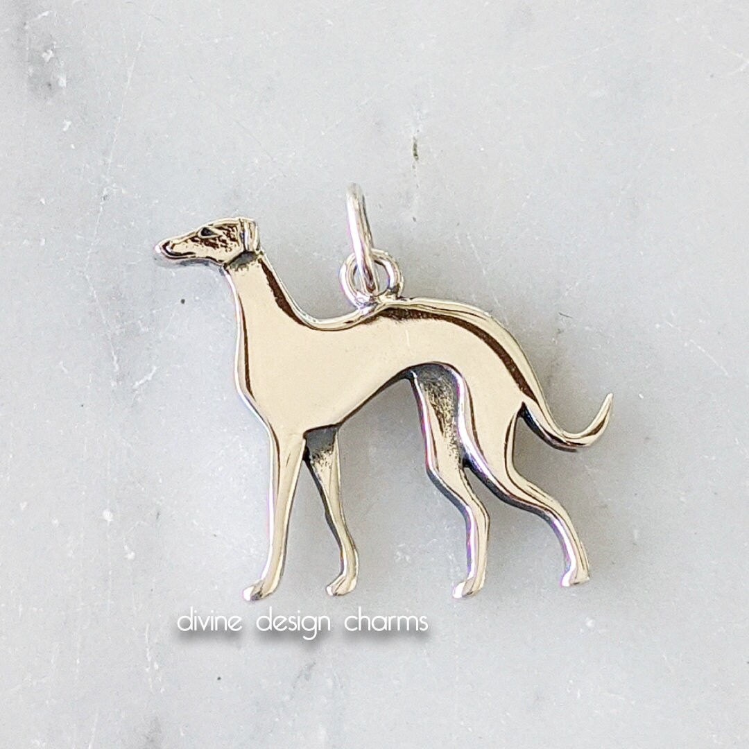 Sterling Silver Greyhound Dog Charm - Etsy