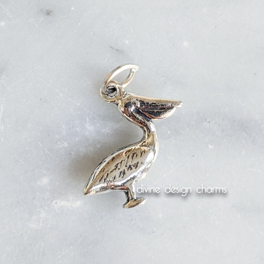 Sterling Silver Pelican Bird Charm Pendant | Etsy