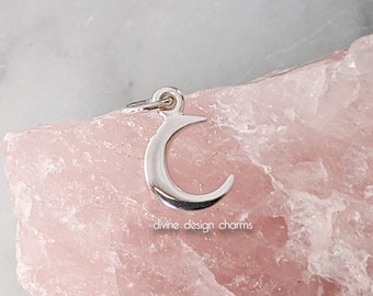 Sterling Silver, Tiny Crescent, Crescent Moon, Tiny Moon, Moon Charm ...