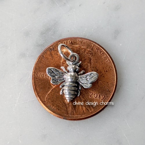 Sterling Silver Beehive Charm With Bronze Bee Bee Charm Bee - Etsy