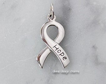 Hope Ribbon Charm | Etsy