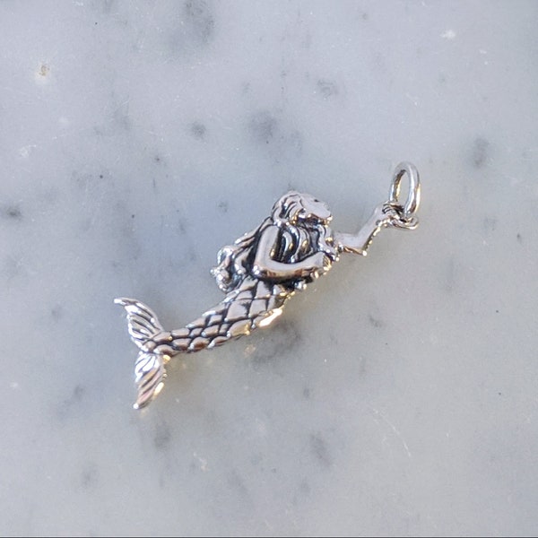 Silver Mermaid Charm - Etsy