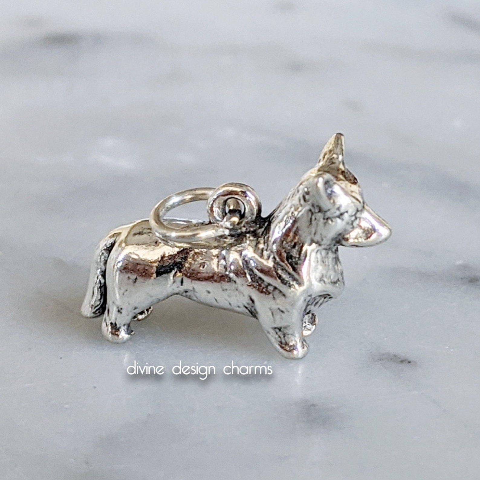 Sterling Silver Corgi Dog Charm | Etsy