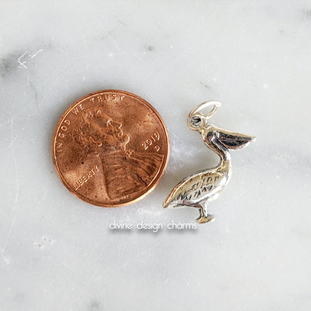 Sterling Silver Pelican Bird Charm Pendant | Etsy