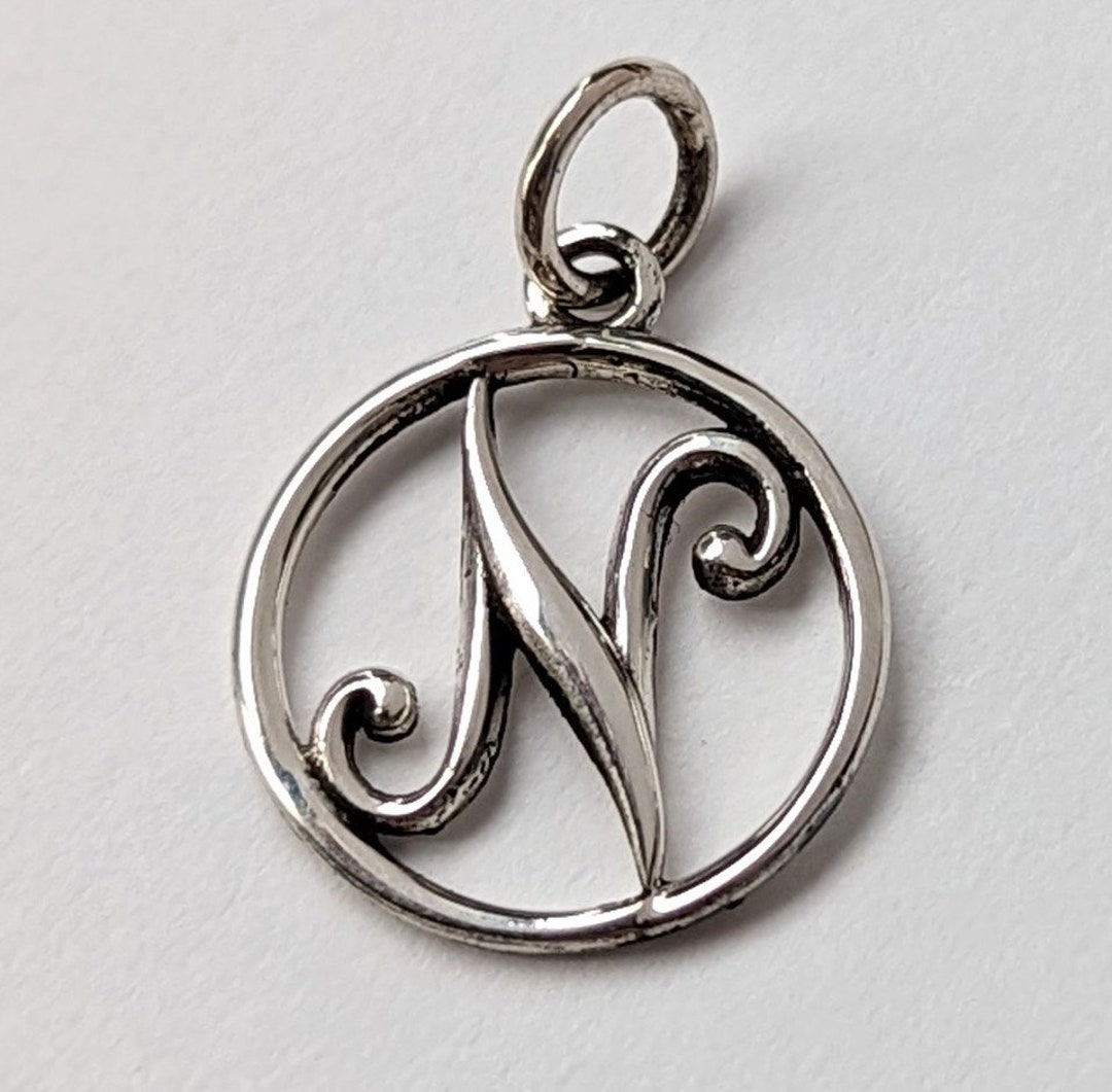 Sterling Silver Cursive Initial Charm Letter N 18x12mm - Etsy