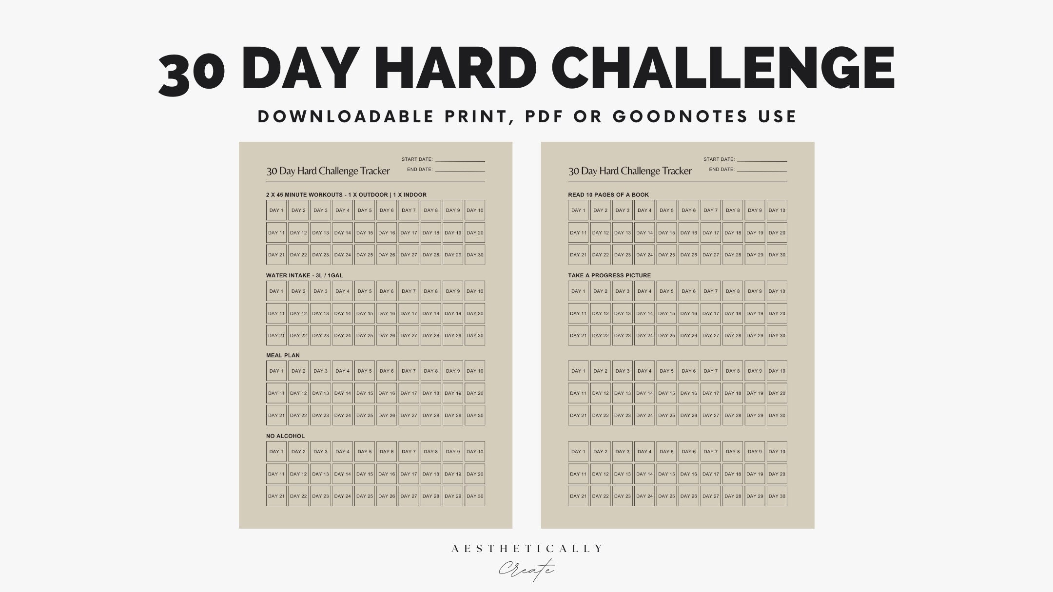 30 Day Hard Challenge - 30 Day Hard Challenge Tracker - 30 Day Hard ...