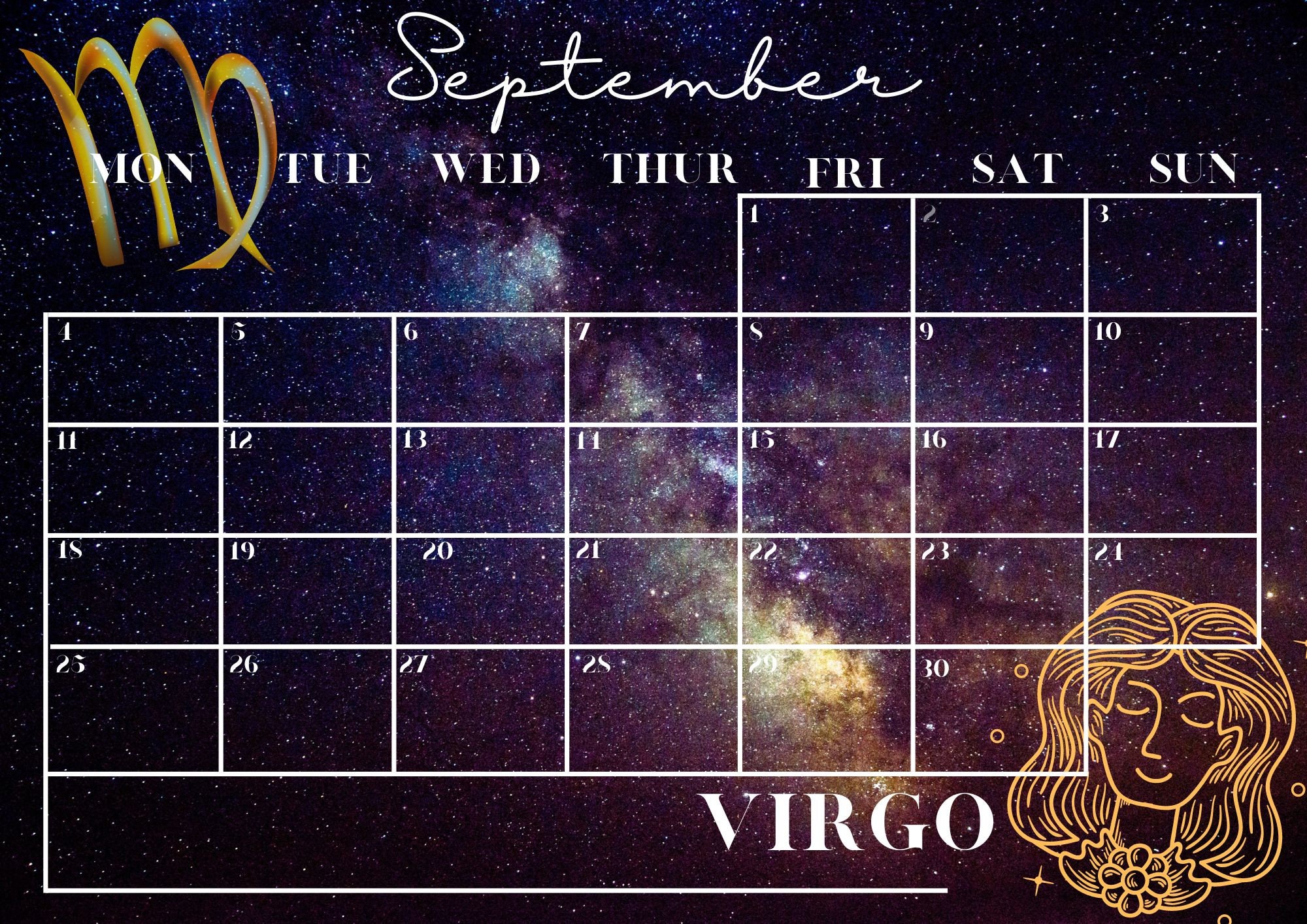 2023 Printable Zodiac Calendar Digital Download - Etsy UK