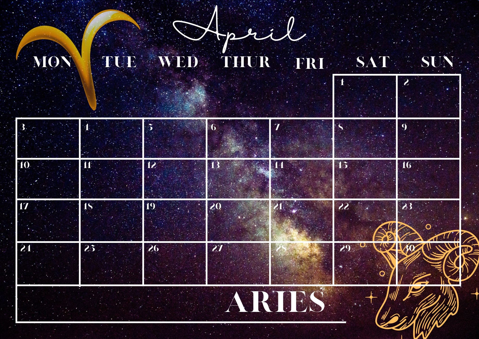 2023 Printable Zodiac Calendar Digital Download - Etsy UK