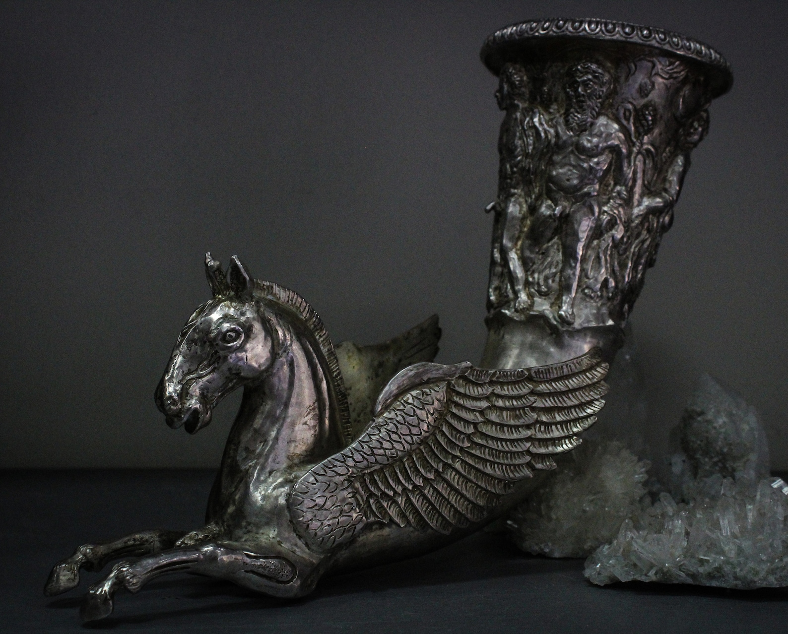 Silver Rhyton of Flying Horse, Silver Horse Art Statue, Ancient Art ...