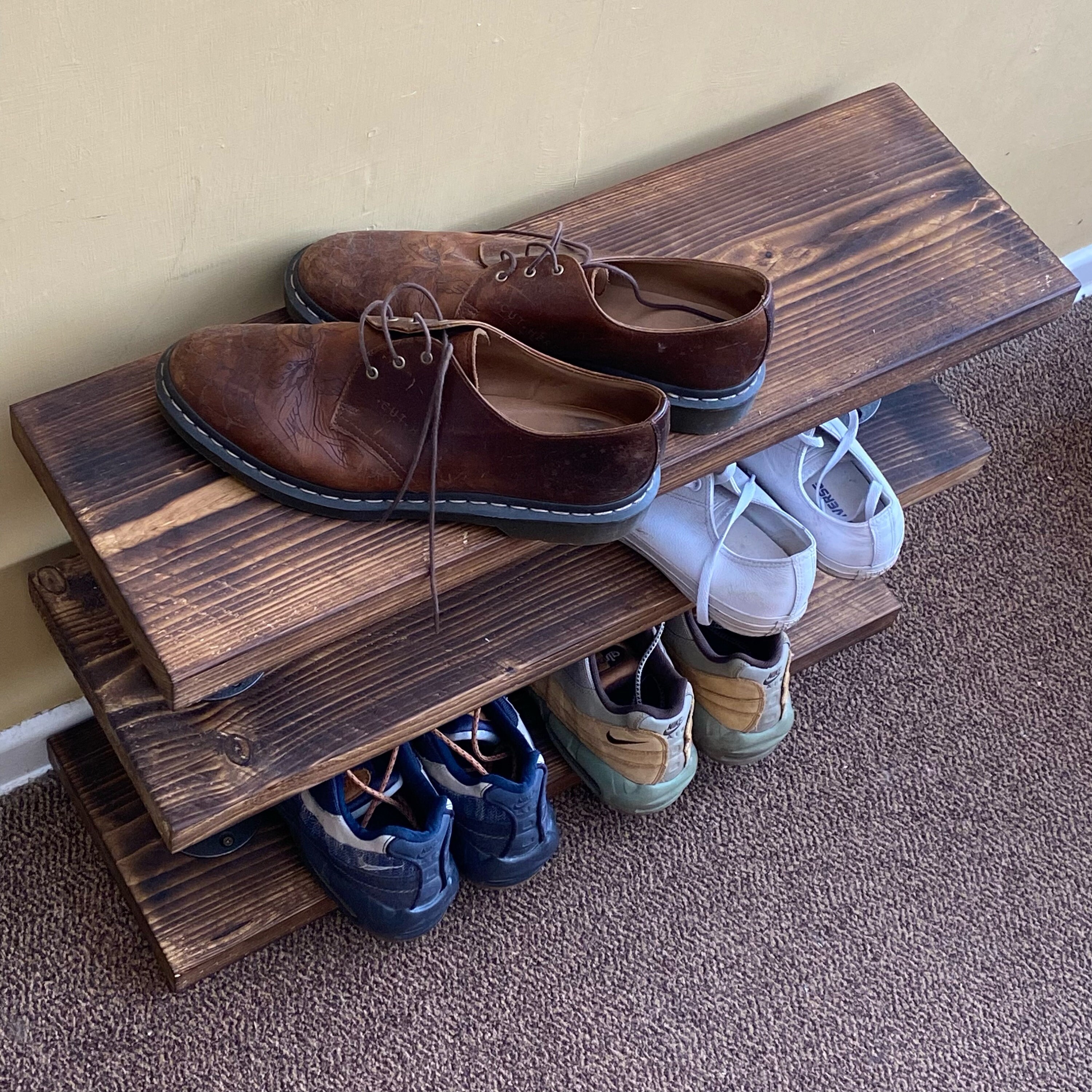 Rustic Shoe Rack reclaimed Scaffold Board & Galvanised | Etsy UK