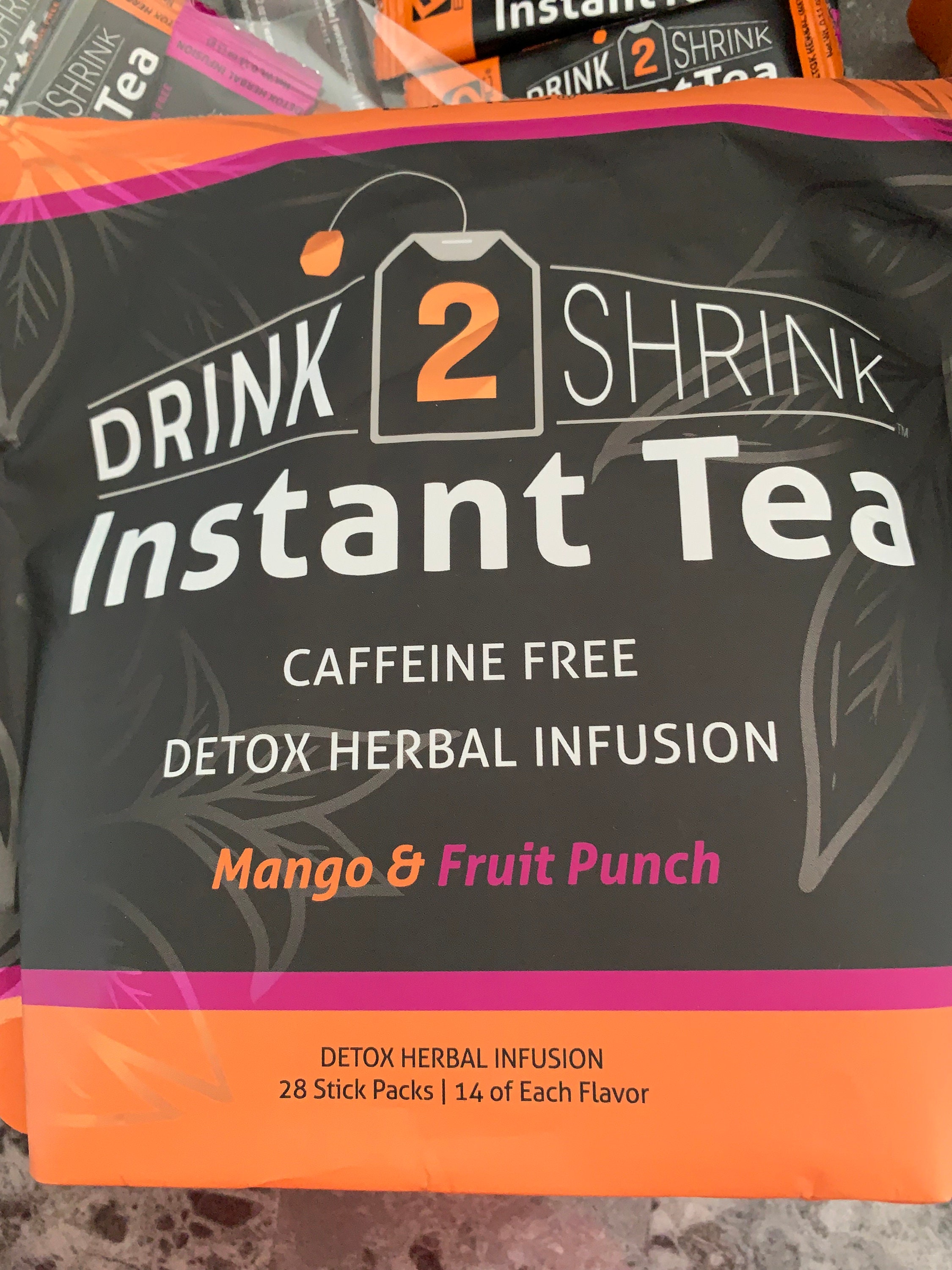 Drink2shrink Instant Detox Tea ~ (single Packettes) Mango & Fruit Punch ...