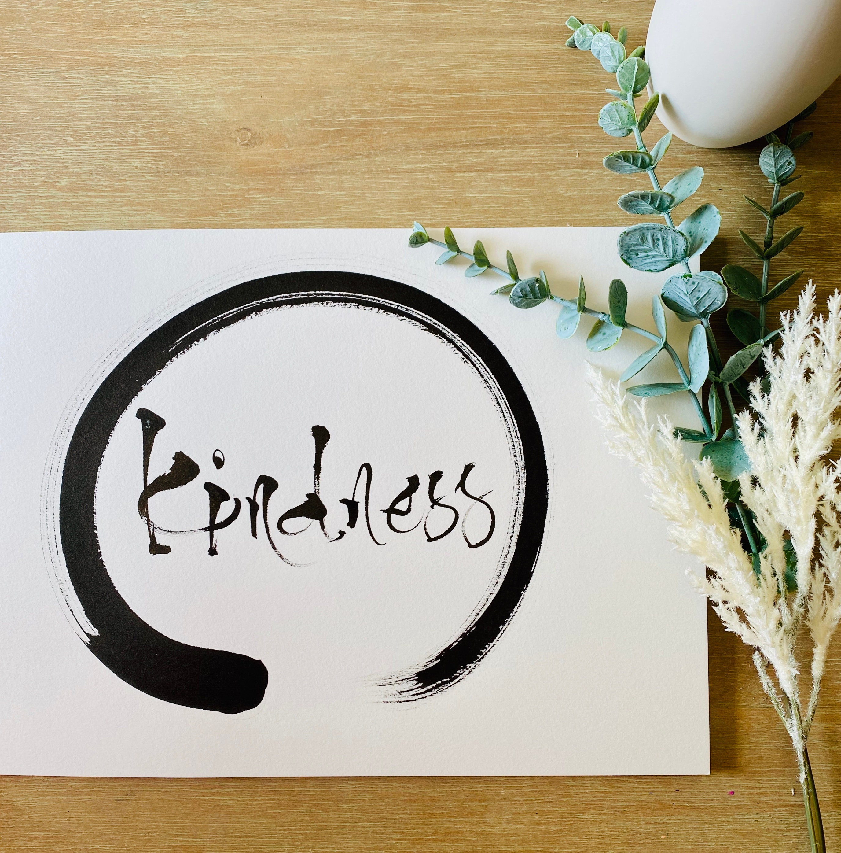 KINDNESS. Black & White Original Calligraphy Art Peace Zen - Etsy Denmark