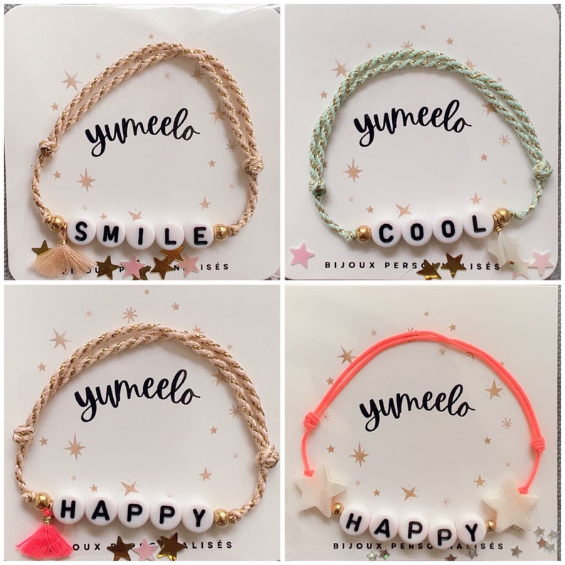 Message Bracelet - Personalized Jewelry - First Name Bracelet - Happy ...