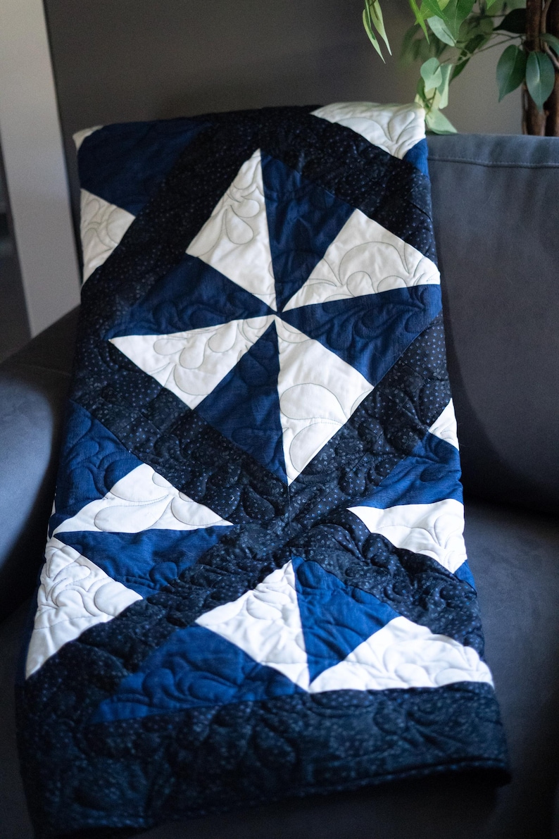 Navy, White and Black Lap Quilt - Etsy