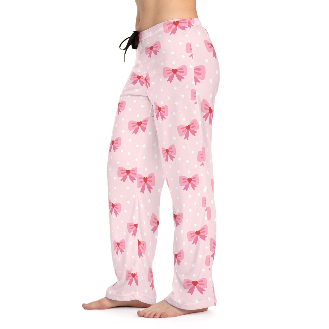 Charming Coquette Women's Pajama Pants With Cute Hearts and Bows Print ...