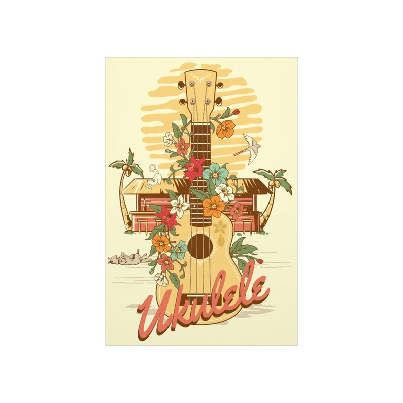 Vertical Ukulele Poster Wall Art, Music Room Decor, Dorm Room Wall Art ...
