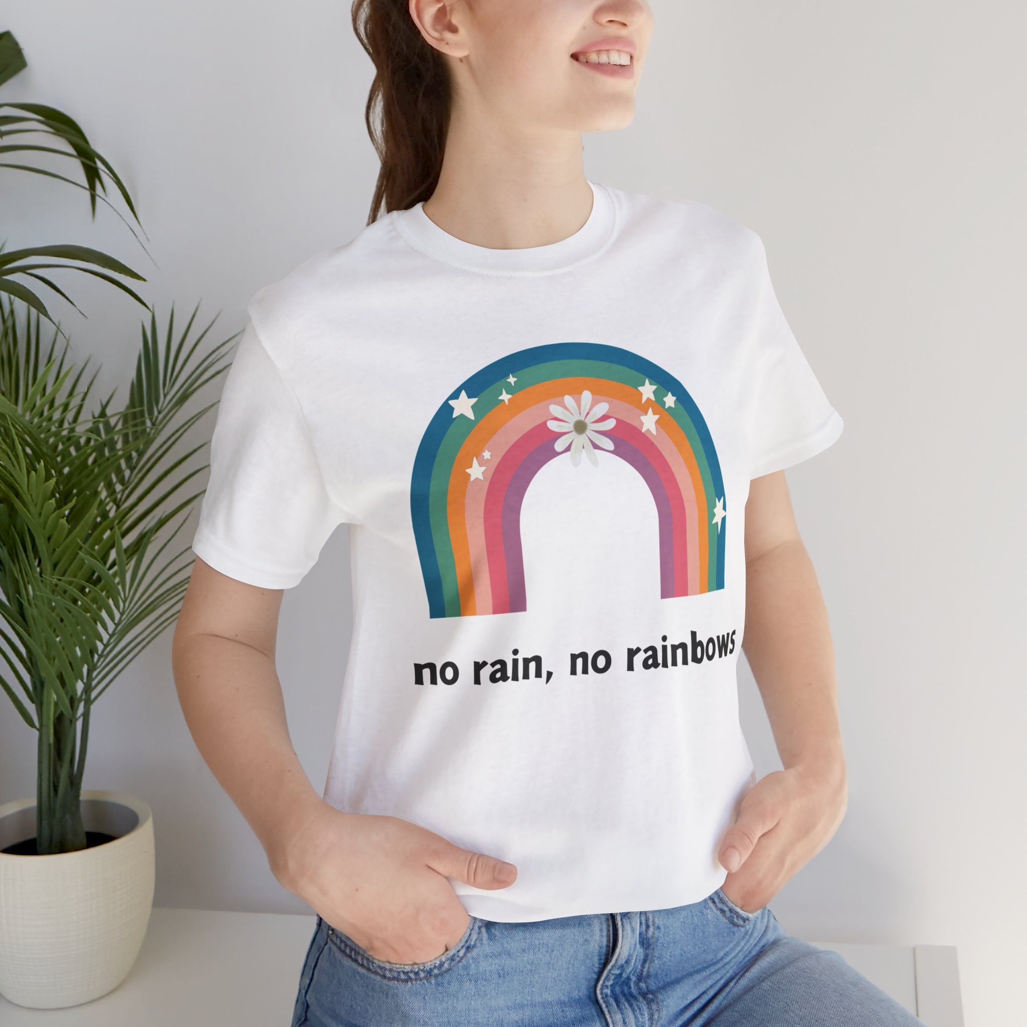 Inspirational Women's Tee No Rain, No Rainbows Graphic T-shirt ...