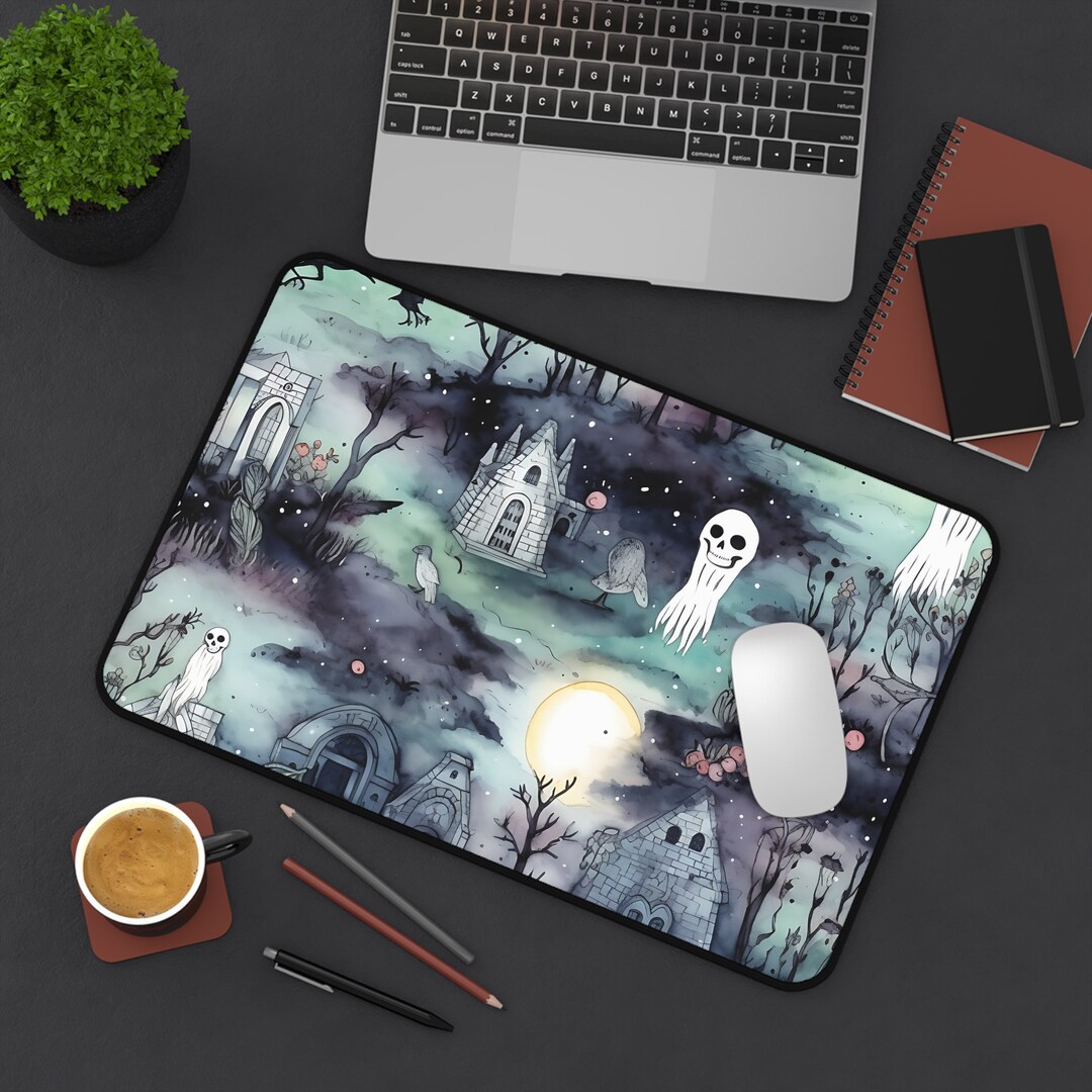 Spooky Ghost Graveyard Desk Mat: Halloween Workspace Decor - Etsy