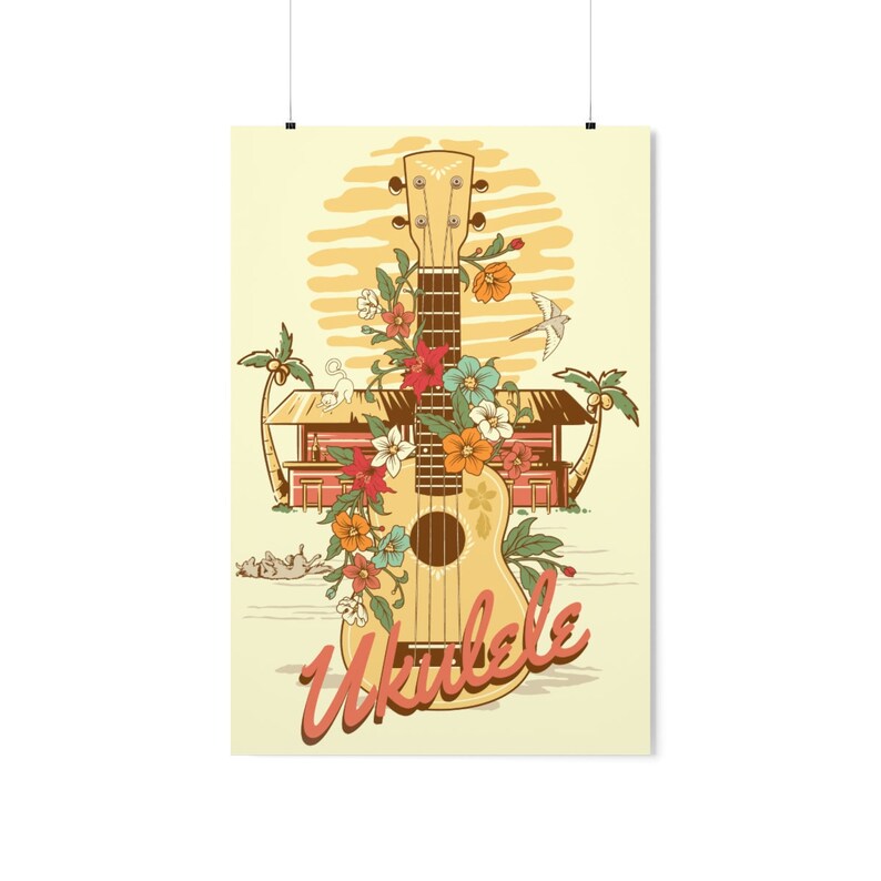 Vertical Ukulele Poster Wall Art, Music Room Decor, Dorm Room Wall Art ...