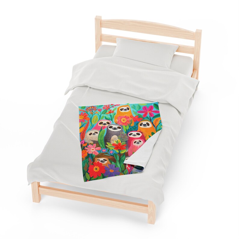 Sloth Print Plush Velveteen Blanket: Cozy Sloth Vibes - Etsy