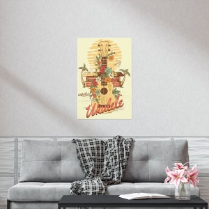 Vertical Ukulele Poster Wall Art, Music Room Decor, Dorm Room Wall Art ...