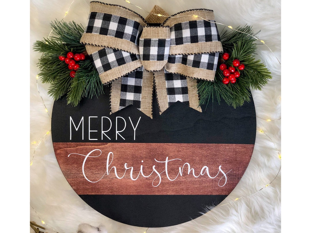 Merry Christmas Round Wall Door Sign | Christmas Decor | Winter Decor ...