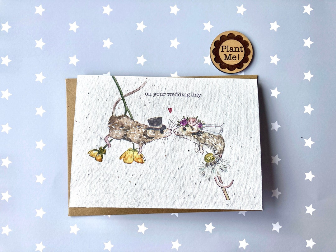 Mice Wedding Card: Plantable Seed Paper, Handmade A5 Card - Etsy UK