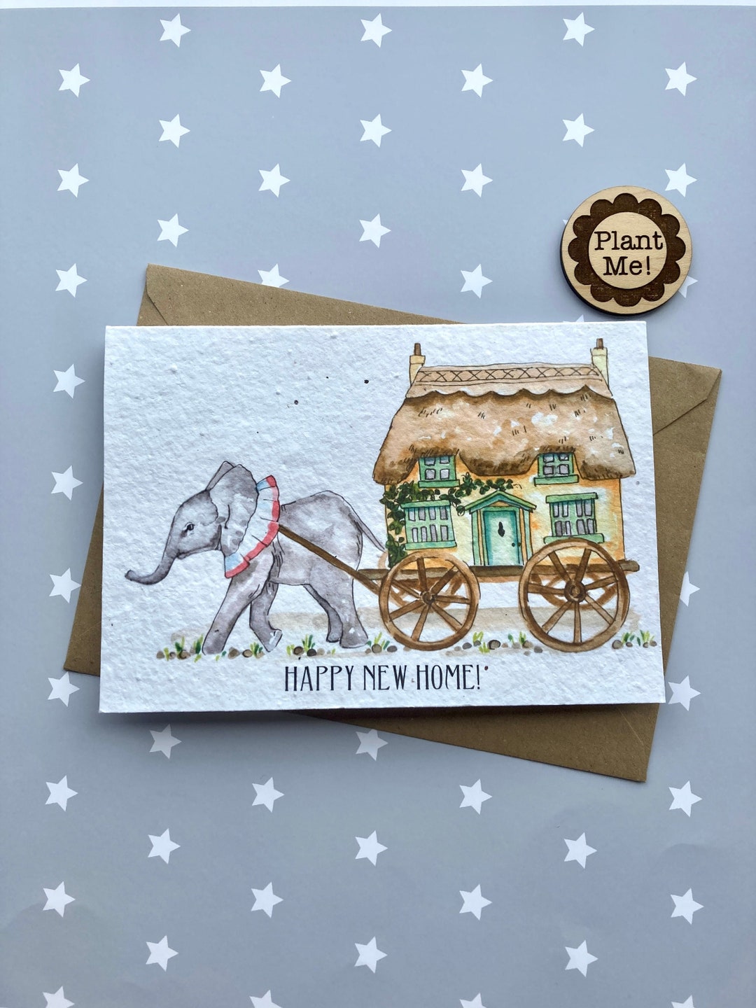 New Home Seed Card: Elephant Moving House, Plantable A5 Card - Etsy UK