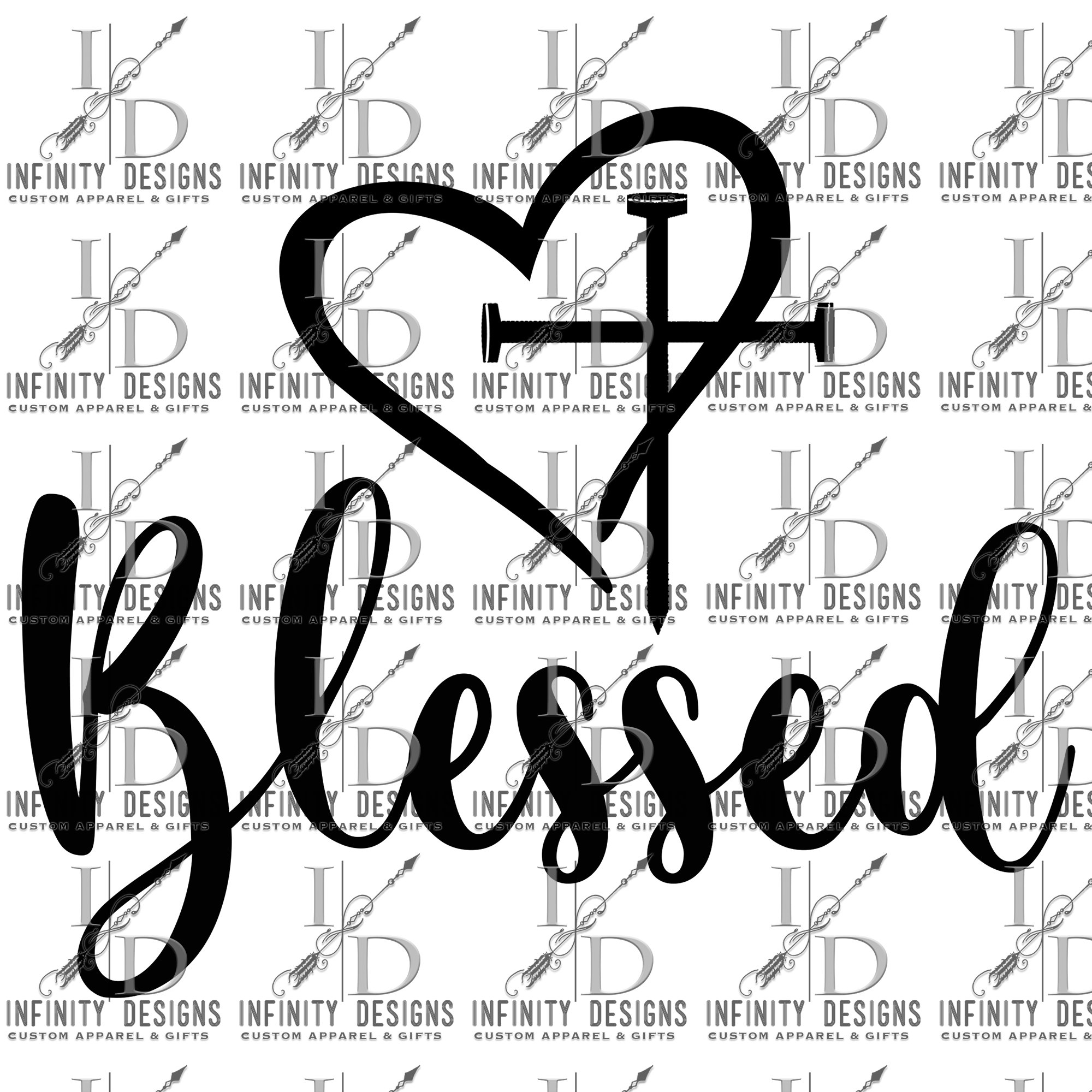 BLESSED Heart PNG, SVG, Sublimation, Cross, Love, Religious, Multiple ...